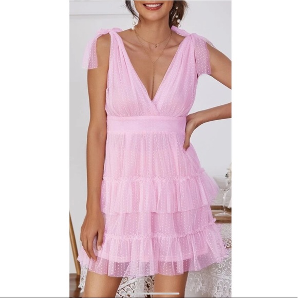 SHEIN | Dresses | Shein Pink Sheer Dress | Poshmark